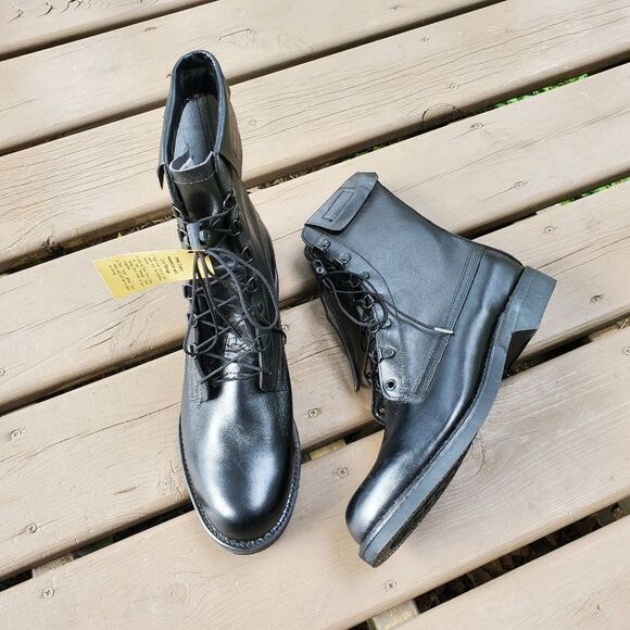 Vintage | Shoes | Vintage8s Addison Shoe Co Black Leather Military ...